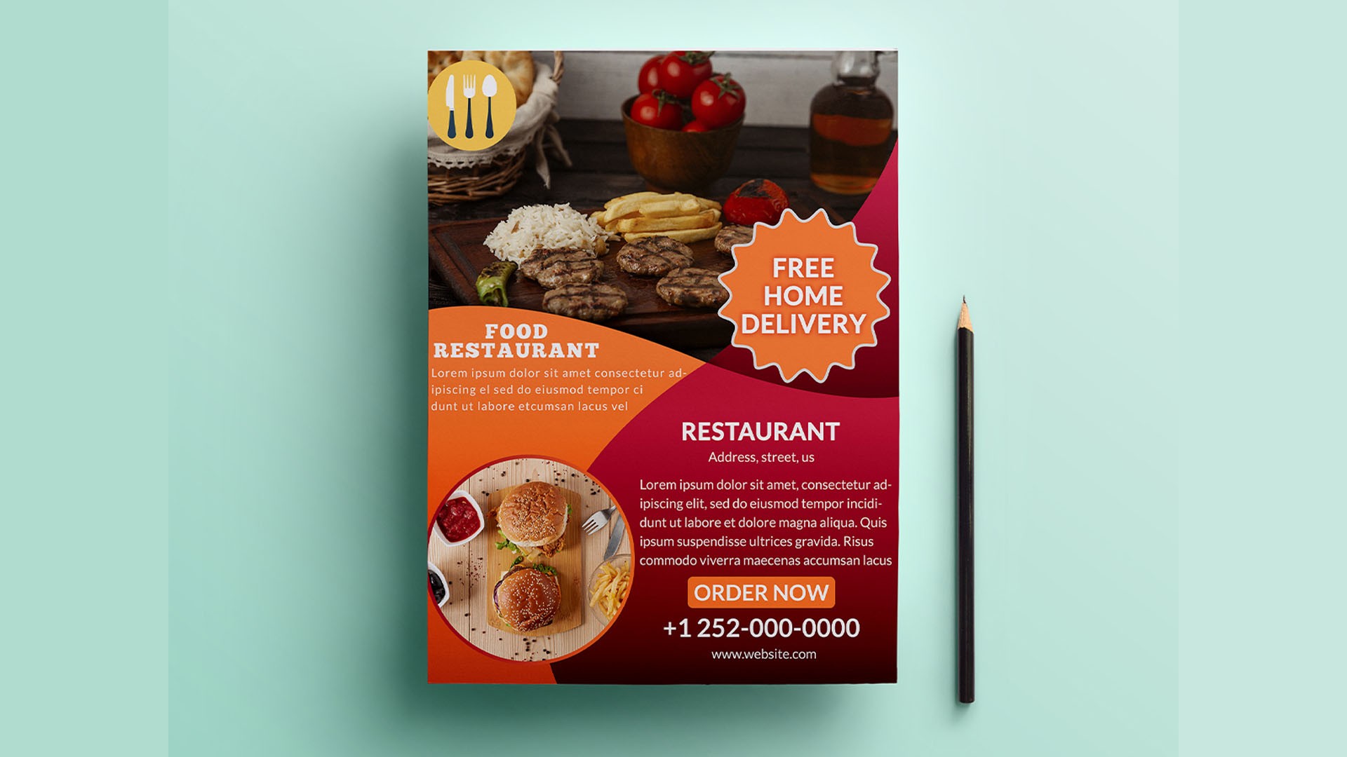Restaurant Advertising Flyer Template Free PSD | Design Idea 4u