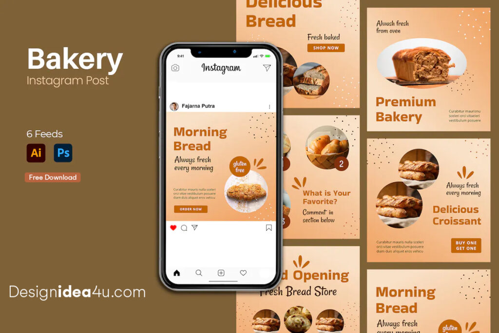 Bakery Social Media Posts Design Templates | Designidea4u