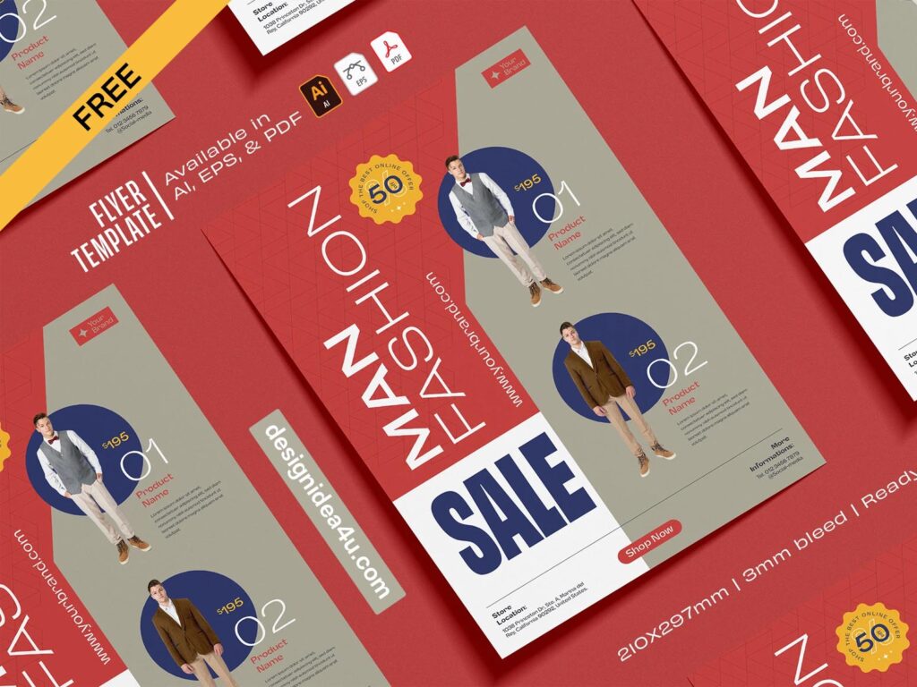 FREE Man Fashion Sale Flyer Template | Designidea4u